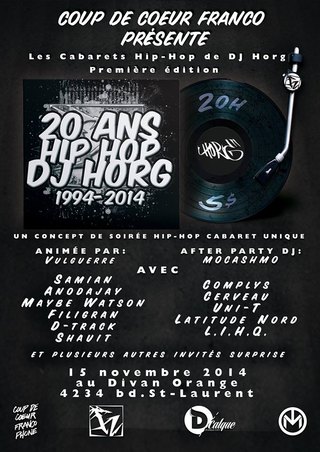 DJ Horg / 20 ans en 20 tounes. | Coup de cœur francophone | Voir.ca